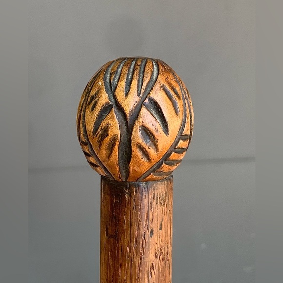 Art | Antique Artisan Hand Crafted Chestnut Ball Pommel Walnut Walking ...